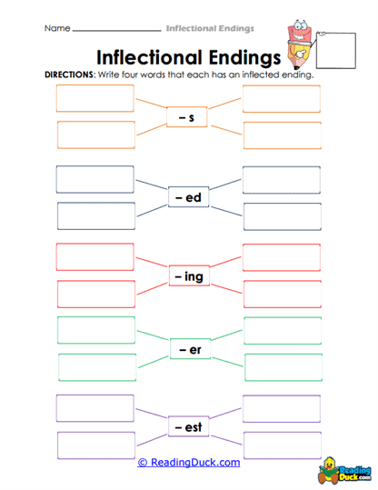 Inflectional Endings Worksheets | Phonics Skills | Reading Duck.com