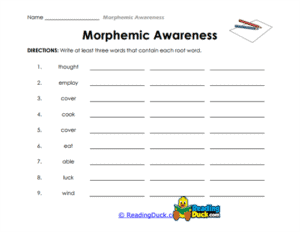 Morphemic Awareness Worksheets | Reading Duck.com