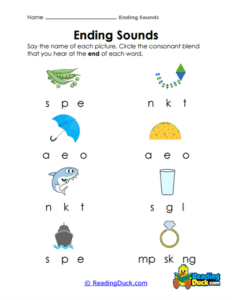 Ending Sounds Worksheets | Phonics Skills | Reading Duck.com
