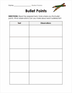 Bullet Point Worksheets | Punctuation Collection | Reading Duck.com