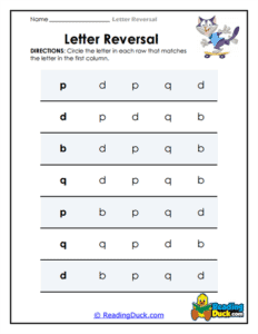 Letter Reversal Worksheets | Phonics Skills | Reading Duck.com