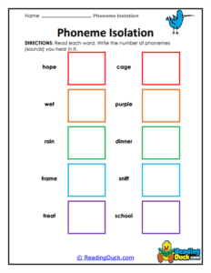 Phoneme Isolation Worksheets | Phonics Skills | Reading Duck.com