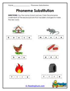 Phoneme Substitution Worksheets | Phonics Skills | Reading Duck.com