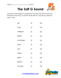 Soft G Worksheets | Phonics Skills | Reading Duck.com