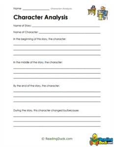 Character Analysis Worksheets | Reading Skills | Reading Duck.com