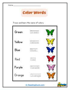 Color Words Worksheets | Reading Duck.com