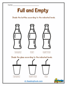 Empty vs. Full Worksheets | Comparisons | Reading Duck.com