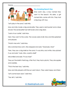 First Grade Sight Word Reading Passages Worksheets
