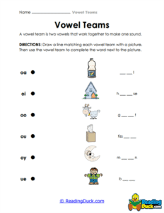 Vowel Teams Worksheets | Phonics Skills | Reading Duck.com