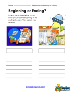 Beginning or Ending of a Story Worksheets | Reading Duck.com
