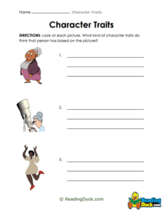 Character Trait Worksheets | Reading | Reading Duck.com