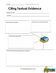 Citing Textual Evidence Worksheets | Reading Duck.com