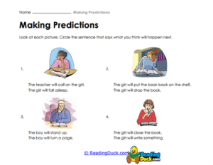 Making Predictions Worksheets | Reading | Reading Duck.com