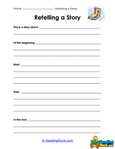 Retelling a Story Worksheets | Reading Skills | Reading Duck.com
