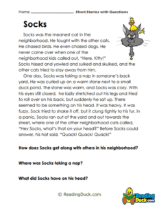 Short Stories with Questions Worksheets | Reading Duck.com