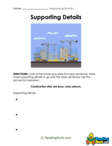 Supporting Details Worksheets | Reading Skills | Reading Duck.com