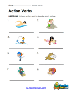 Action Verb Worksheets | Grammar Skills | Reading Duck.com