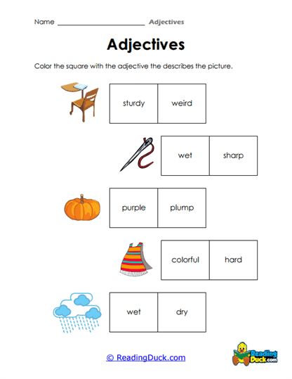 Adjective Worksheets | Grammar Skills | Reading Duck.com