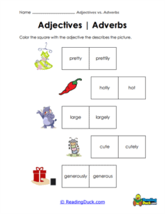 Adjectives vs Adverbs Worksheets | Grammar Skills | Reading Duck.com