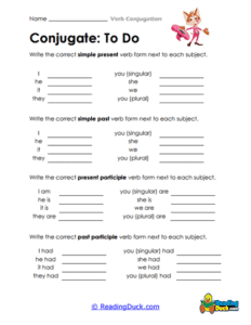 Verb Conjugation Worksheets | Grammar Skills | Reading Duck.com