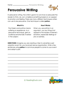 Persuasive Writing Worksheets | Reading Duck.com