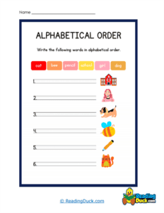 Alphabetic Order Worksheets | Letter Series | Reading Duck.com