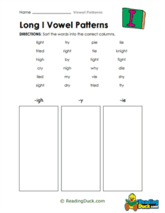 Vowel Patterns Worksheets | Phonics Skills | Reading Duck.com