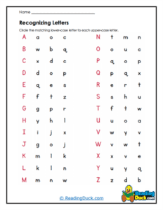Letter Recognition Worksheets