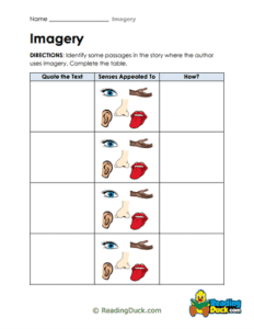 Imagery Worksheets | Language Arts Skills | Reading Duck.com
