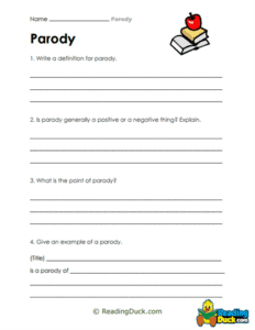 Parody Worksheets | Literary Devices | Reading Duck.com