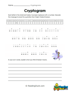 Cryptogram Worksheets | Reading Duck.com