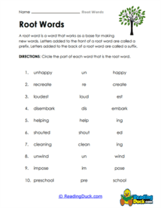 Root Words Worksheets | Vocabulary Series | Reading Duck.com
