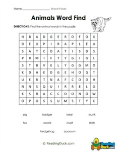 Word Find Worksheets | Vocabulary Series | Reading Duck.com