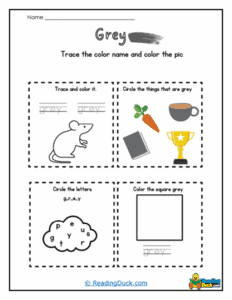 Color Grey Worksheets | Reading Duck.com