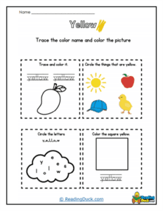 Color Yellow Worksheets | Reading Duck.com