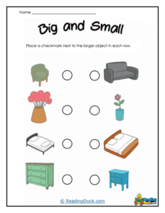 Big vs. Small Worksheets | Comparisons | Reading Duck.com