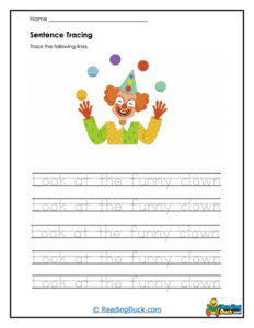 Sentence Tracing Worksheets | Handwriting Series | Reading Duck.com