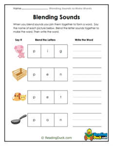 Blending Sounds Worksheets | Reading Duck.com