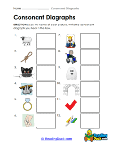 Consonant Digraphs Worksheets | Phonics Skills | Reading Duck.com