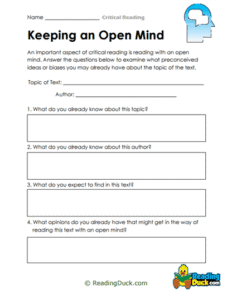 Critical Reading Worksheets | Phonics Skills | Reading Duck.com