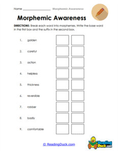 Morphemic Awareness Worksheets | Reading Duck.com