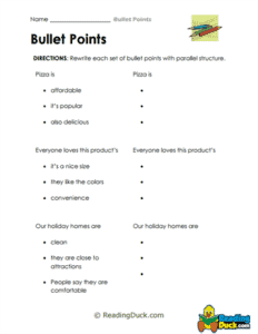 Bullet Point Worksheets | Punctuation Collection | Reading Duck.com