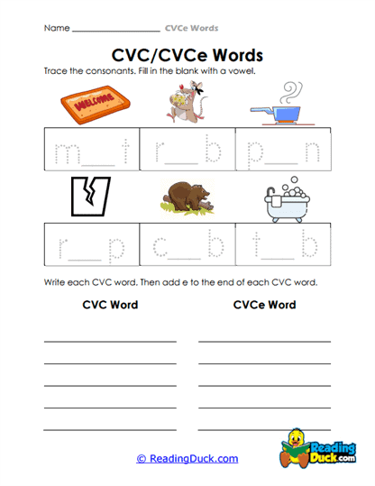 CVCe (Silent e) Worksheets | Phonics Skills | Reading Duck.com