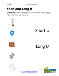 Short and Long U Worksheets | Phonics Skills | Reading Duck.com