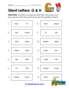Silent Letters Worksheets | Phonics Skills | Reading Duck.com