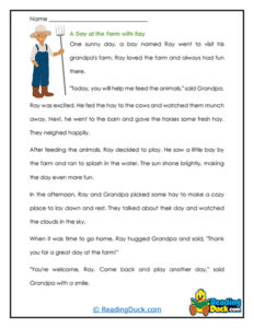 ay Reading Passages Worksheets | Vowel Teams | Reading Duck.com