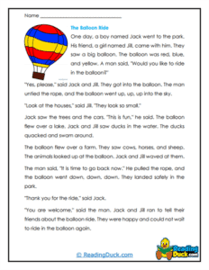 First Grade Sight Word Reading Passages Worksheets | Reading Duck.com