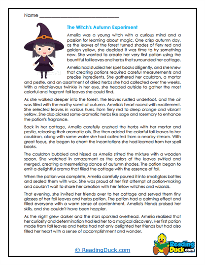 Fall and Autumn Worksheets | Holiday Reading | Reading Duck.com