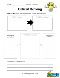 Critical Thinking Worksheets | Reading Skills | Reading Duck.com