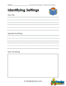 Identify Settings Worksheets | Reading Skills | Reading Duck.com